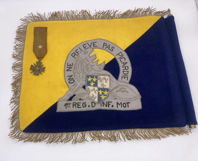 FANION MILITAIRE BRODÉ ancien EUR 300,00 - PicClick FR