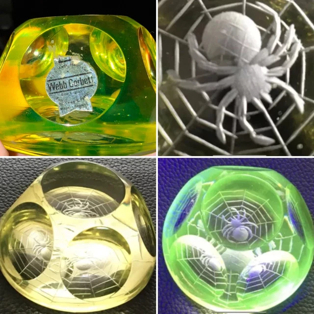 VERY RARE VINTAGE WEBB CORBETT URANIUM SPIDERWEB ENGRAVED DESK ...