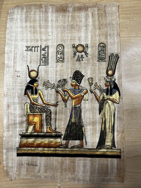 ORIGINAL SIGNED EGYPTIAN Papyrus Of Nefertari & Hector. Made & Painted ...