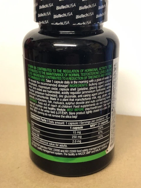 BIOTECH USA ZMB 60 Capsules Hormonal Regulation Reduction of Tiredness ...