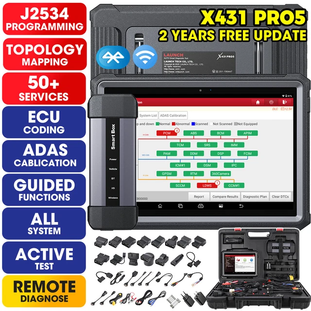 LAUNCH X431 PRO 5 Diagnostic Outil Programmation J2534 Codage ECU 50 ...