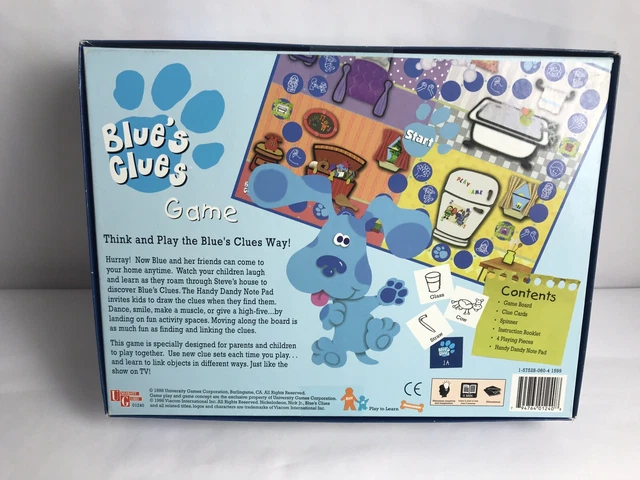 BLUES CLUES BOARD Game 1998 Nick Jr Nickelodeon Handy Dandy Notebook ...