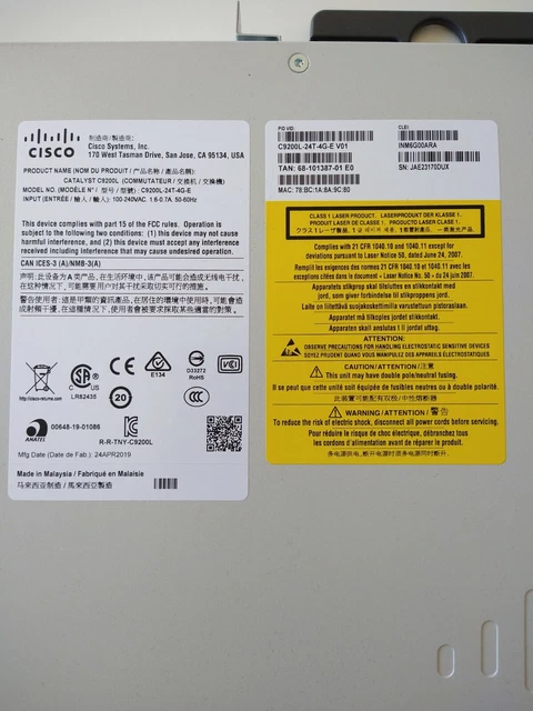 CISCO CATALYST 9200L 24T 4x1g - C9200L-24T-4G-E $895.00 - PicClick CA