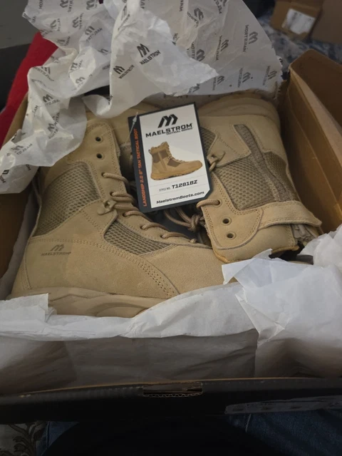 MAELSTROM MEN'S SIZE 12 Boots Landship 2 Tan Work Motorcycle Security ...