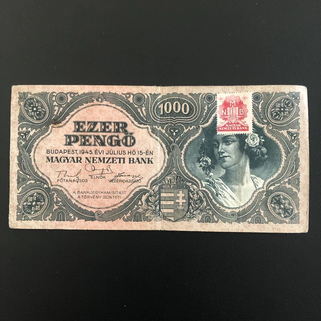 HUNGARY-1945-1000 PENGO BANKNOTE-WITH Label-Portrait Of Woman Wearing ...