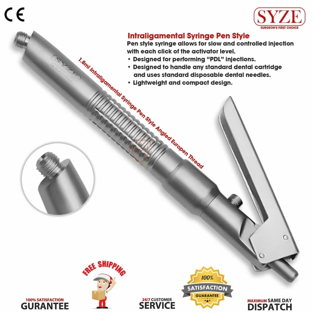 SYRINGES INTRALIGAMENTAL DENTAL 1.8ml Pen Style Angled Anesthetic Lab ...