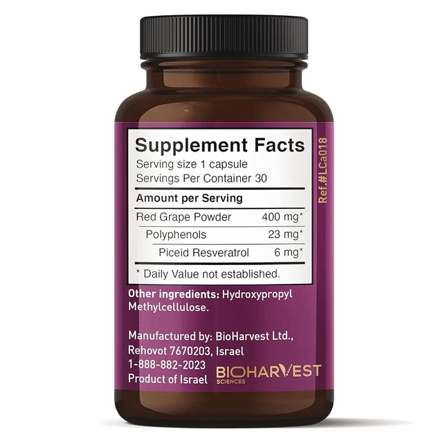 1-3PCS VINIA RED Grape Power Rapid Absorption Piceid Resveratrol 30 Day ...