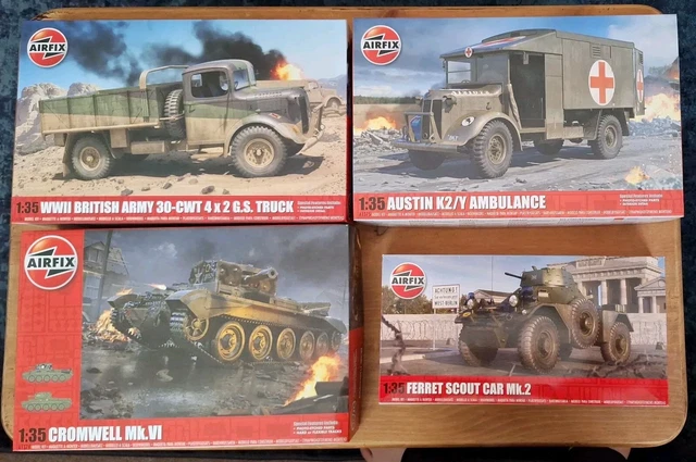 AIRFIX MODEL KITS 4 kits, Ambulance, Truck, Scout car,tank. Unwanted ...
