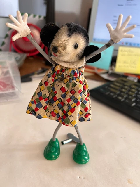 ANTIQUE SCHUCO GERMANY Us Zone Wind-Up Dancing Mouse W/Key, Works EUR ...