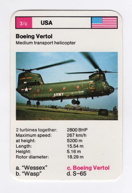 TOP TRUMPS AVIATION helicopters USA Boeing Vertol EUR 3,70 - PicClick FR