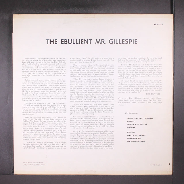 DIZZY GILLESPIE : the ebullient mr. gillespie VERVE 12 DIZZY GILLESPIE : the ebullient mr. gillespie VERVE 12
