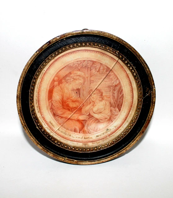 RARE MINIATURE ANGLAISE Sanguine 1792 Lavinia & Her Mother Fecit ...