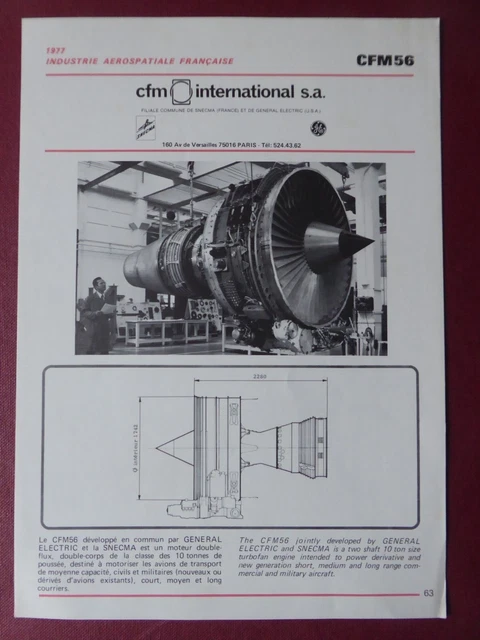 1977 DOCUMENT GIFAS Snecma General Electric Cfmi Cfm56 Aircraft Engine EUR 10,00 - PicClick FR