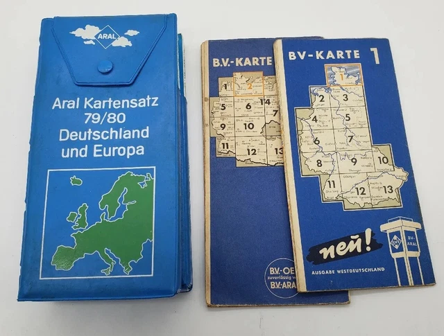 VINTAGE ARAL ROADMAPS Atlas Karte West Germany DDR map Set lot £27.97 ...