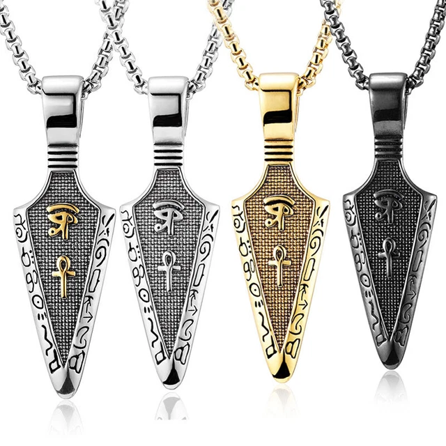 GOTHIC VIKING SPEAR Men Collier Horus Eyes Anka Cross Pendants Bijoux ...