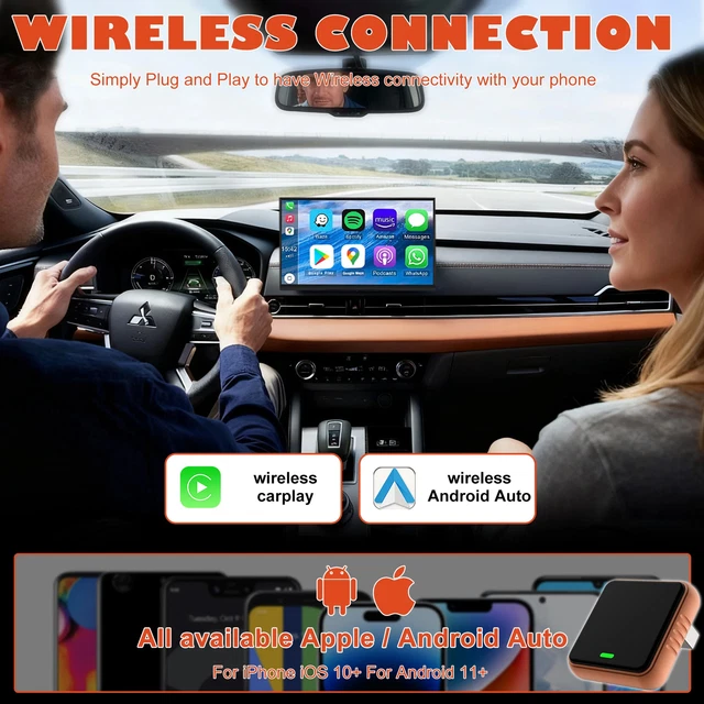 2026 MINI 2IN1 Carplay Android Auto Adapter Wired to Wireless Control ...