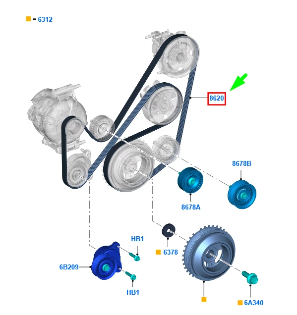 FORD RANGER T6 MK1 Courroie trapézoïdale 1720657 AB39-6C301-FA NOUVEAU ...