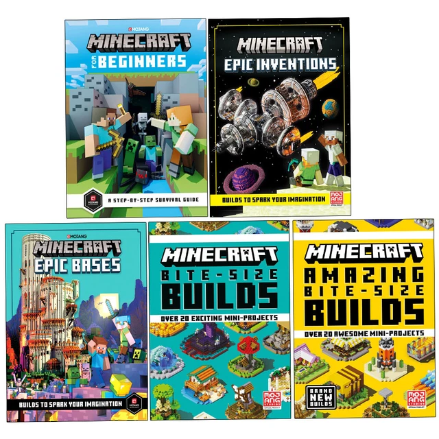 MINECRAFT MOJANG AB Collection 5 Books Set Epic Inventions, Bite-Size ...