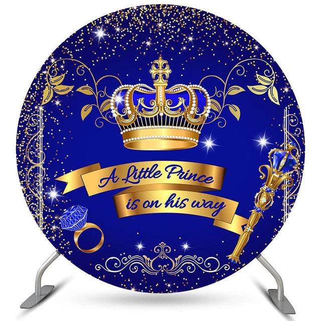 NAVY BLUE CROWN Circle Baby Shower Backdrop For Boy $37.94 - PicClick AU