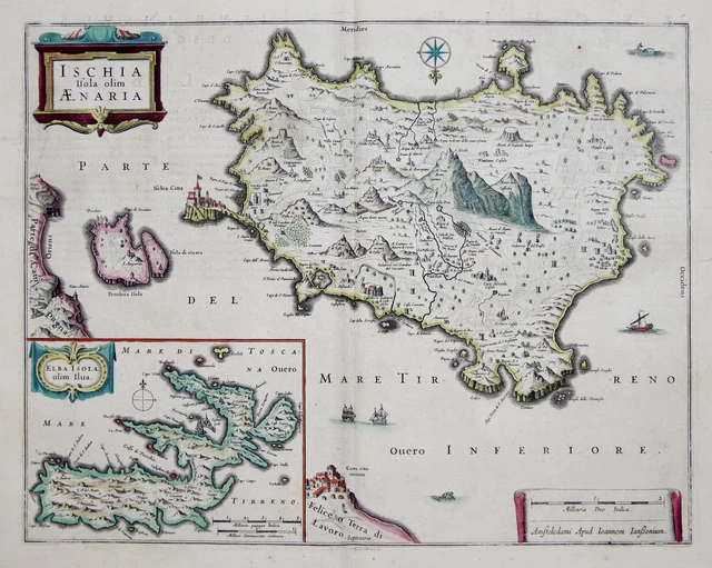 ISCHIA ORIGINAL COPPERPLATE Map Janssonius 1638 £515.87 - PicClick UK