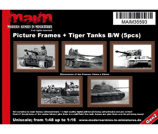 MAIM 1/48 - 1/16 Picture Frames + German Tiger Tanks Black/White (5pcs ...