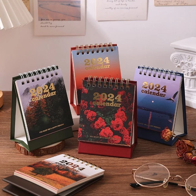 DAILY SCHEDULE 2024 Mini Calendar Standing Flip Calendar School Office ...