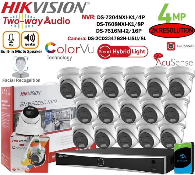 HIKVISION 4K 8MP NVR CCTV 4MP SMART HYBRID LIGHT CAMERA 2-WAY AUDIO ...