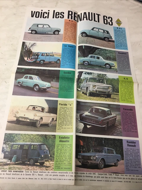 RENAULT 1963 R4 R4L Dauphine R8 Caravelle Estafette Gordini Prospectus ...