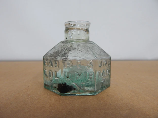 ANTIQUE 1840'S - 1860's Harrison's Columbian Ink Well Glass Jar Hand ...