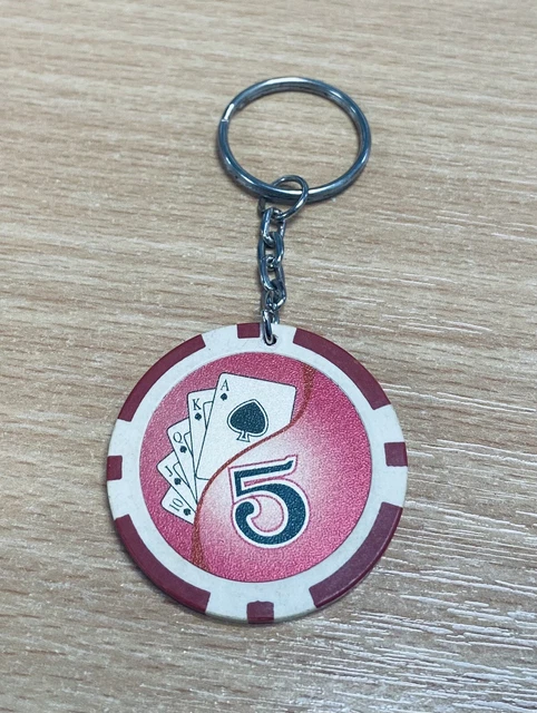 CASINO CHIP TOKEN KEYRING - Poker Cards Number Value 5 Key Fob EUR 2,31 ...