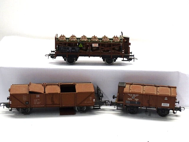 PIKO H0 GÜTERWAGEN 2x Piko / 1x Fleischmann Klappdeckelwagen - Set O8 ...