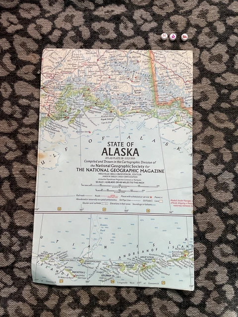 NATIONAL GEOGRAPHIC VINTAGE Sheet Map Paper Alaska 1959 £12.99 ...