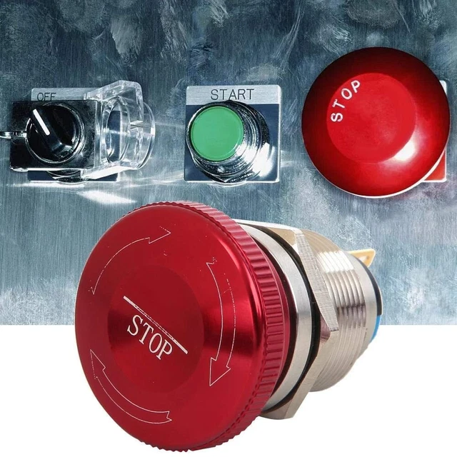 EMERGENCY STOP SWITCH Equipment IP65 Latching Power Supply Push 1NO 1NC ...