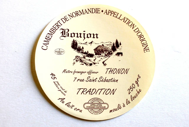 ANCIEN ETIQUETTE BOITE FROMAGE, CAMEMBERT de NORMANDIE: BOUJON ...