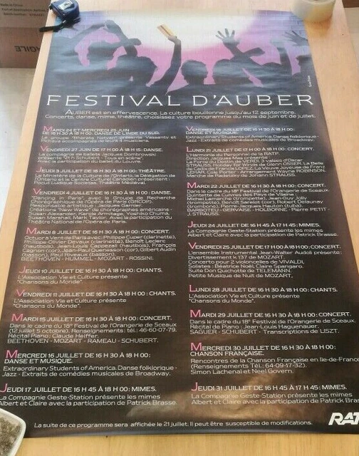 AFFICHE METRO PARIS Ratp Festival D'auber Vers 1985/90 EUR 30,00 ...