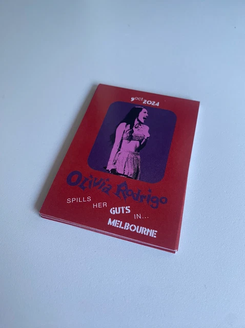 OLIVIA RODRIGO GUTS World Tour VIP Red Trading Card Melbourne 9 October ...