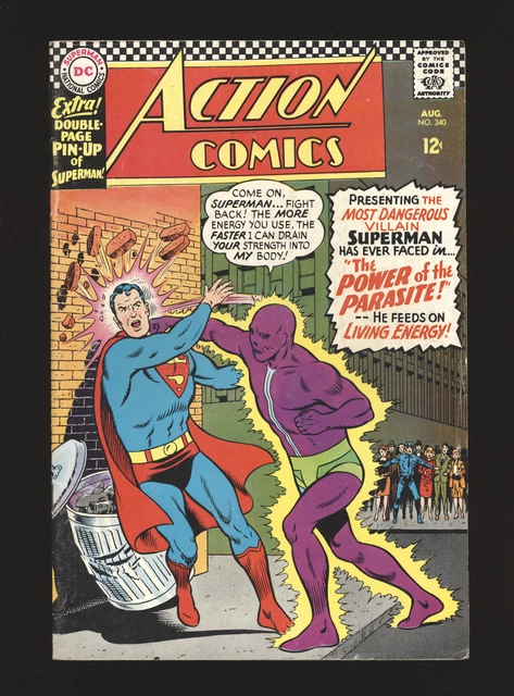 ACTION COMICS # 340 - 1ère affiche pliante centrale parasite intacte ...