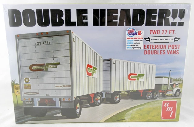 1:25 SCALE DOUBLE Header Tandem Van Trailers Plastic Model Kit - AMT ...