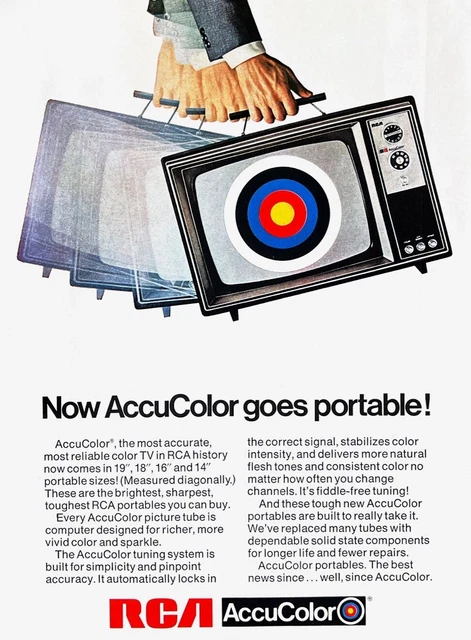 1971 RCA COLOR TV Genuine Vintage Print Ad Portable Television Set $7. ...