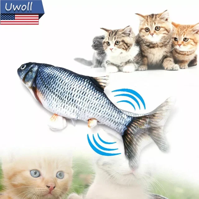 FLOPPY MOVING FISH Cat Toy Realistic Interactive Dancing Wiggle Catnip ...