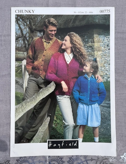 PRE-OWNED KNITTING PATTERN Hayfield 00775 - Family Cardigan - 22-44 ...