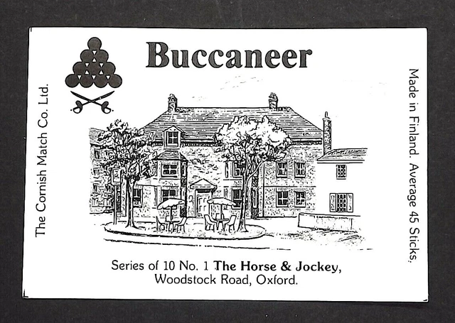 MATCHBOX LABEL BUCCANEER Pub The Horse & Jockey Woodstock Road Oxford ...
