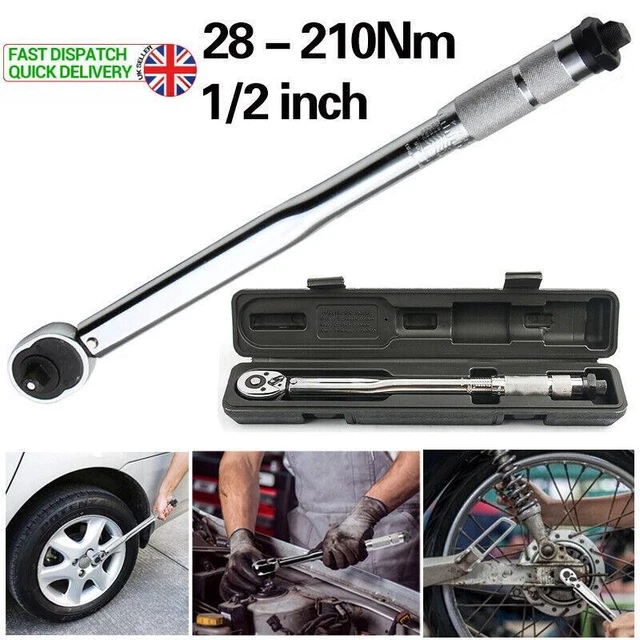1/2& 0.5 INCH Ratchet Torque Wrench Drive Socket 28-210 Nm Wheel Nut ...