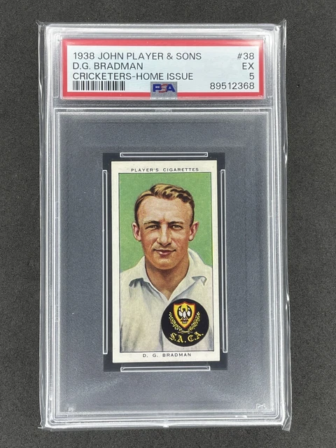 1938 JOHN PLAYER & Sons Cricketers Donald (Don) Bradman #38 PSA 5 Well ...