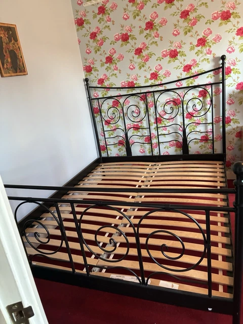 KING SIZE BLACK Metal Bed Frame VGC £44.38 - PicClick UK