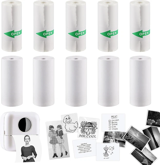 10 ROLLS THERMAL Inkless Printing Paper for Mini Sticker Receipt ...
