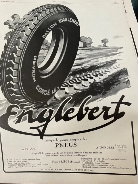 PNEU ENGLEBERT PUB accessoires automobiles ttes marques. 1927 EUR 2,00 ...