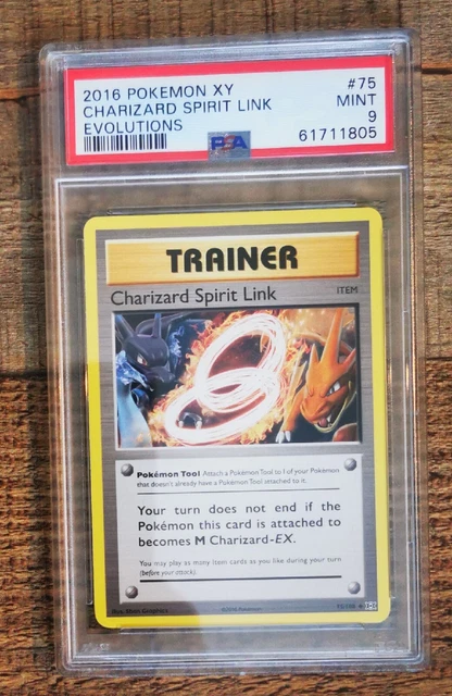 POKEMON CARD CHARIZARD Spirit Link Evolutions #75 XY PSA 9 99p start ...
