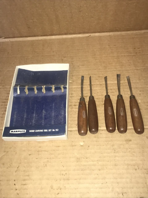 5 MARPLES CARVING CHISELS WOOD CARVING TOOL SET No 153 £34.15 - PicClick UK