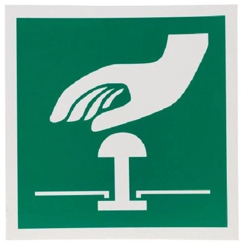 RS PRO ‘EMERGENCY STOP BUTTON’ SAFETY SIGN 200x200mm Plastic, Green ...